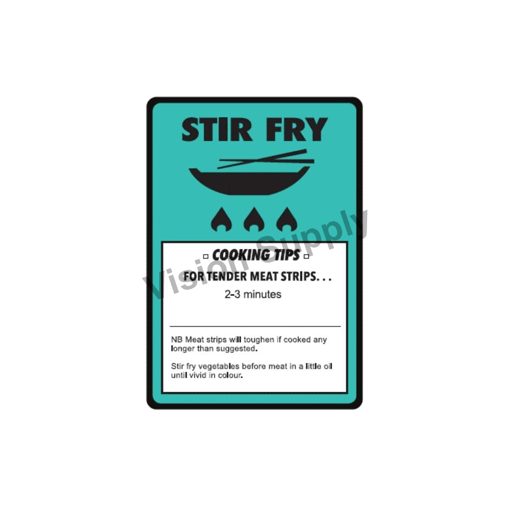 65x45mm Meat label stir fry cooking tips, 500 per roll — Vision Supply ...