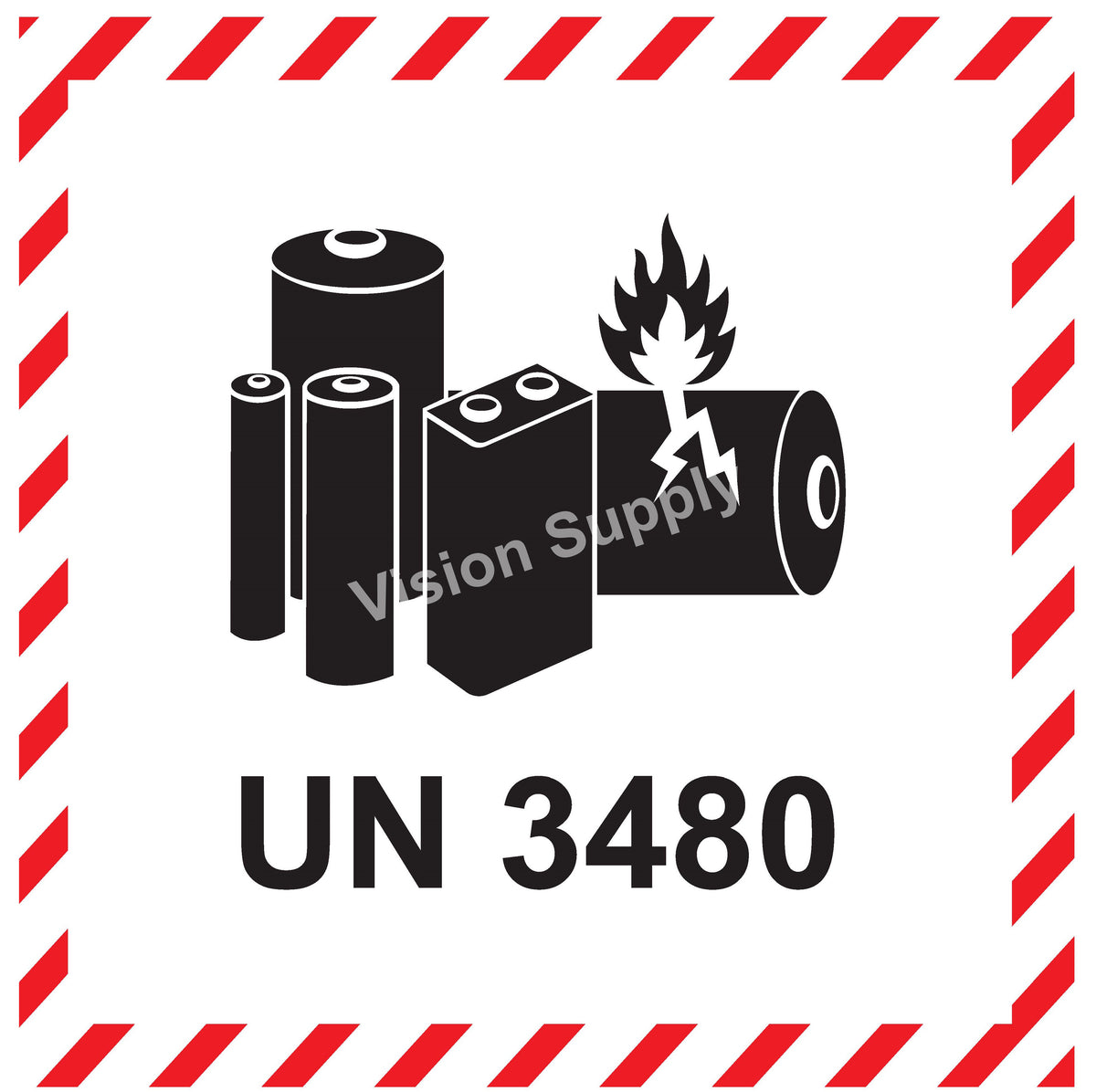 100x100mm Lithium Battery Label UN3840 250 per roll, 40core — Vision ...