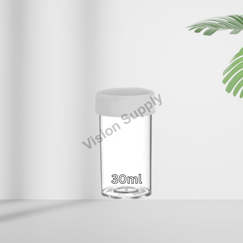 Clear Plastic Phial 30ML, 4 Darchm, 50pcs — Vision Supply Australia